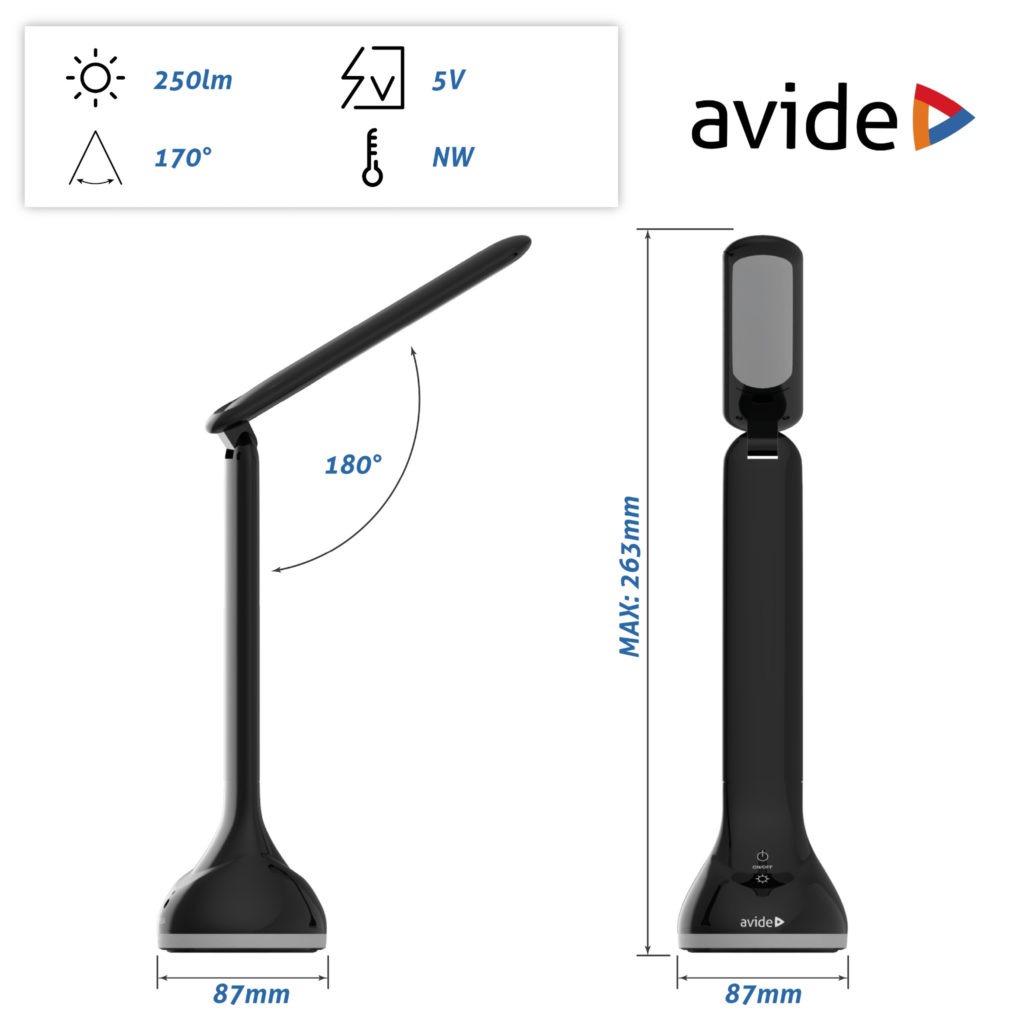 Rechargeable, dimmable LED desk lamp+RGB mood light. BLACK - DDT.lv